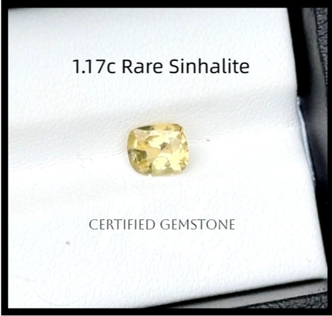 1.17 Carat Genuine Rare Sinhalite. Faceted Cushion Cut. Gold Yellow. 6. ...