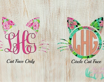 Cat monogram decal | Etsy