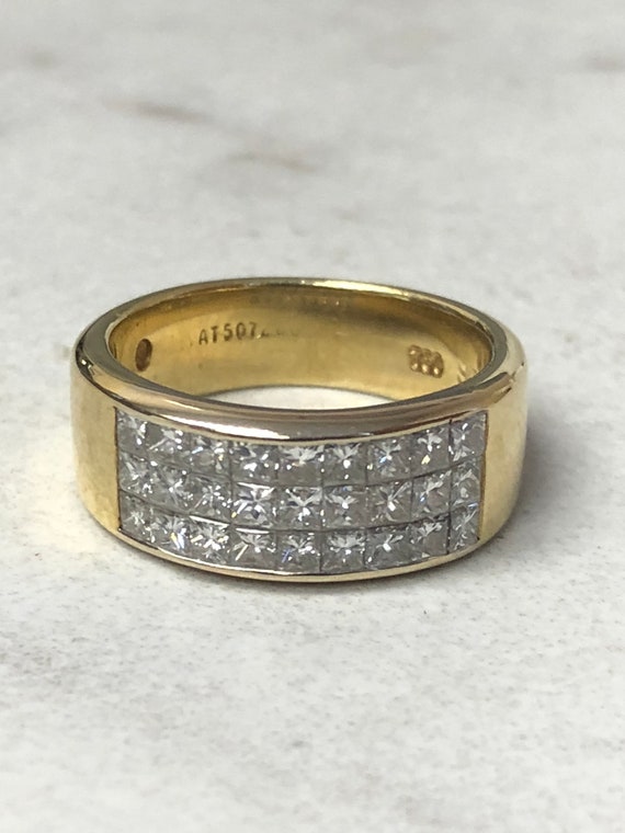 18kt Yellow Gold Lady's Princess Cut Diamond Invisable Set - Etsy