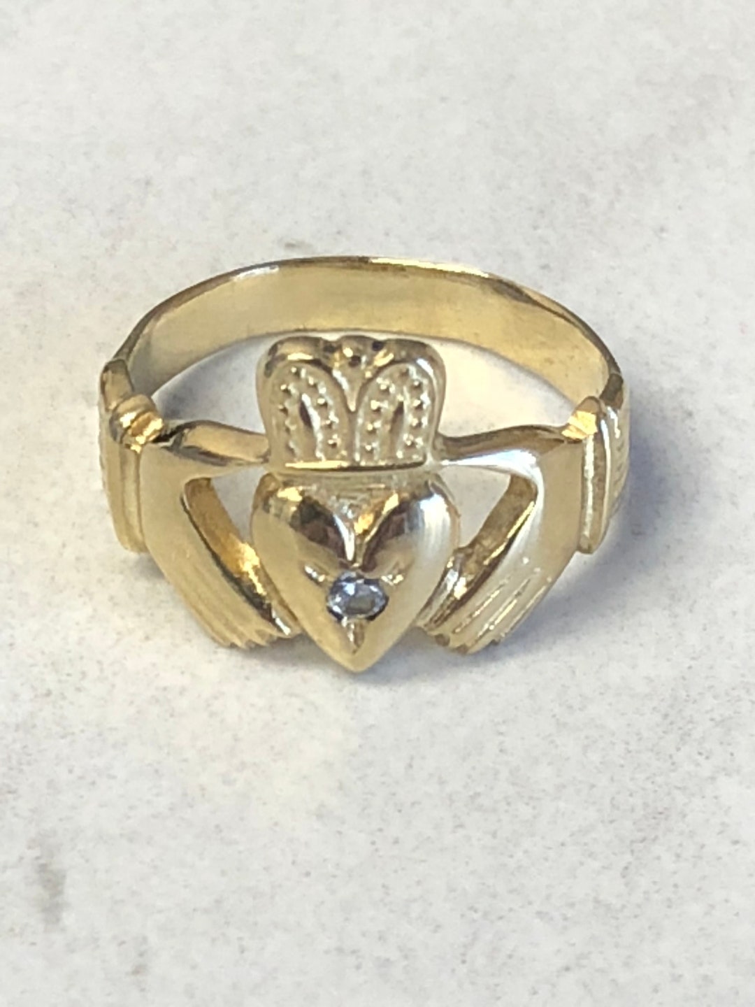 Anillo Claddagh de dama de oro amarillo de 14 kt con acento de - Etsy ...