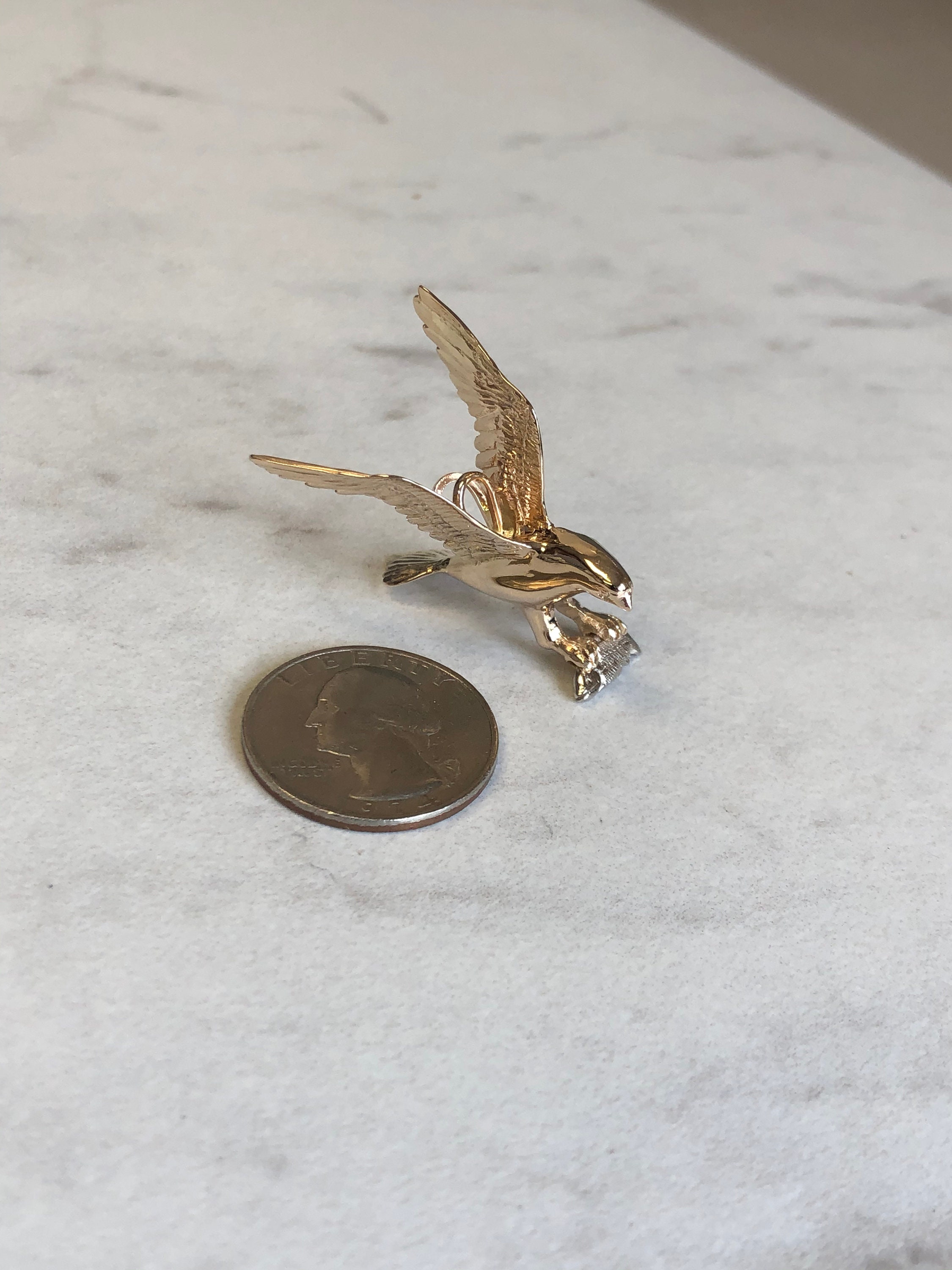 14kt Yellow Gold 3 Dimensional Solid Seagull Pendant/charm at - Etsy UK