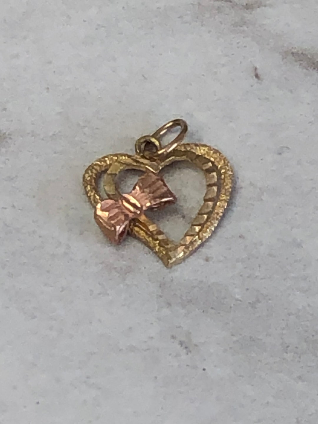 14kt Tri- Color Lady's Open Floating Heart Charm/pendant at an ...