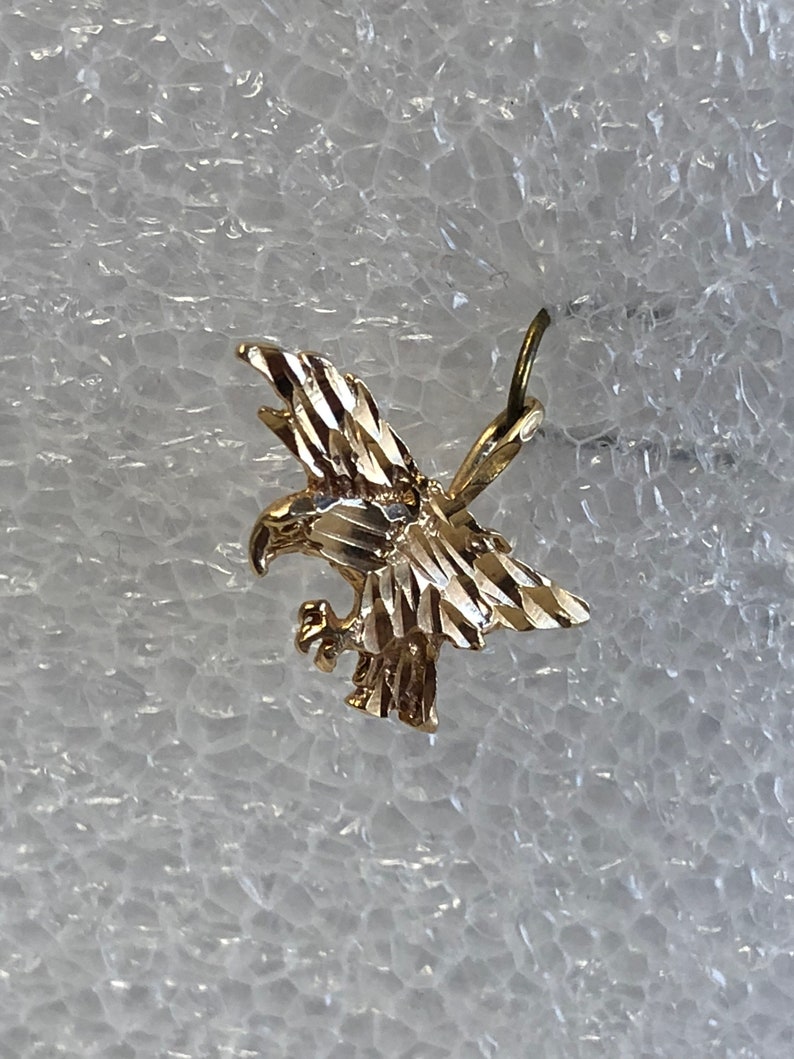 14kt Yellow Gold American Eagle Charm/Pendant with Diamond | Etsy
