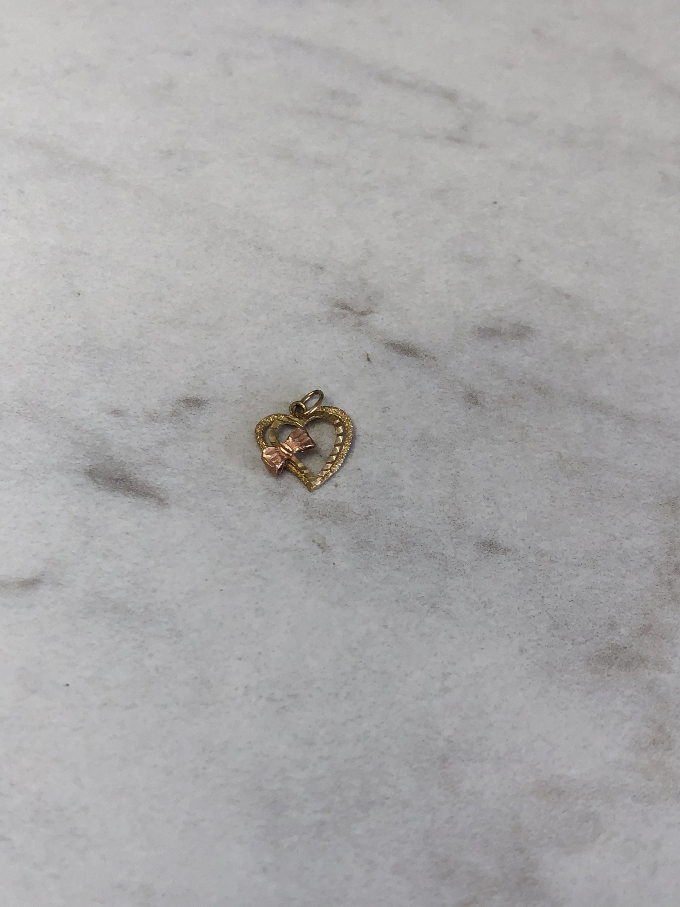 14kt Tri Color Lady's Open Floating Heart Charm/pendant - Etsy