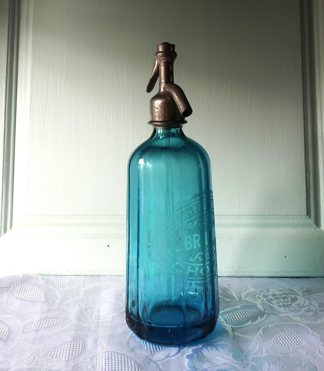 French Vintage Blue Syphon Bottle - Etsy