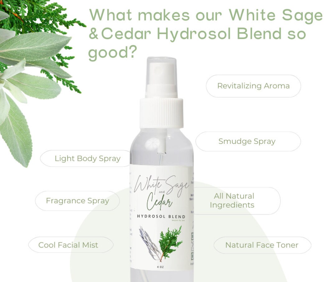 White Sage & Cedar Blend | Hydrosol | Handcrafted Steam Distilled ...