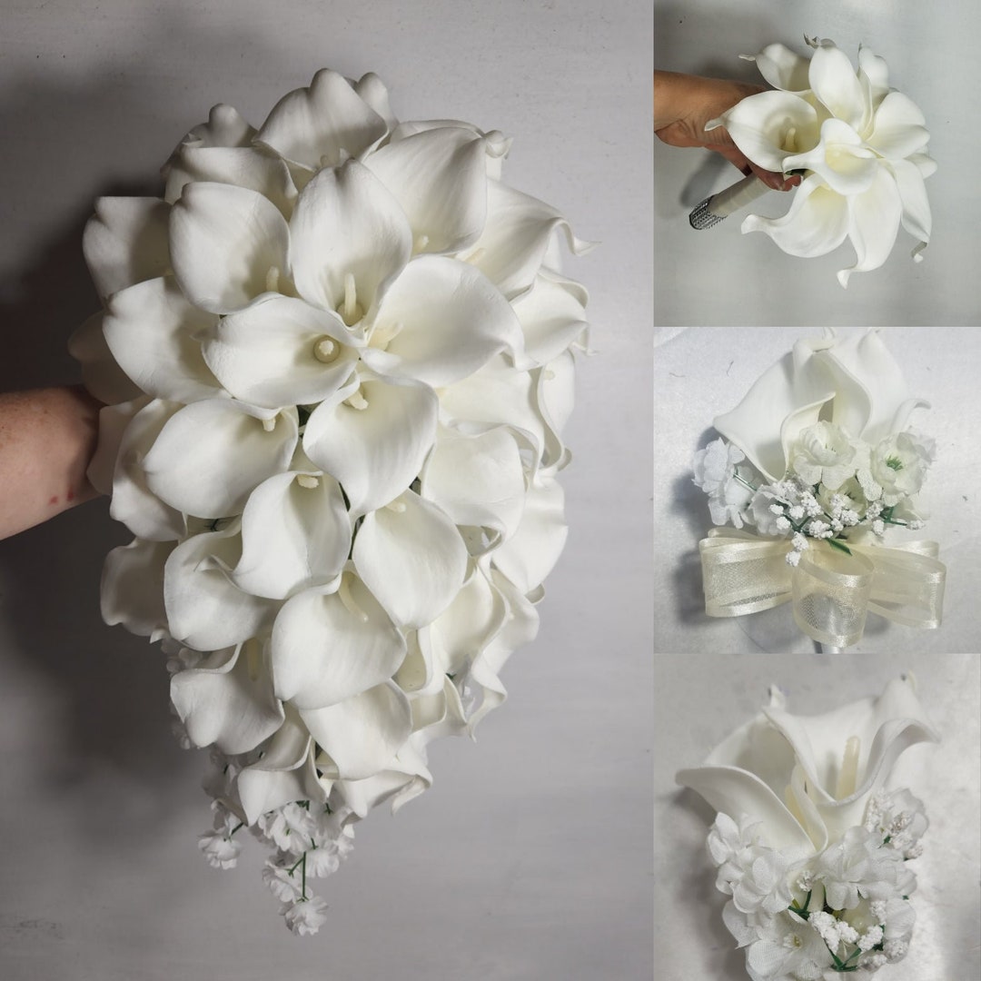 Ivory White Calla Lily Bridal Wedding Bouquet Accessories - Etsy