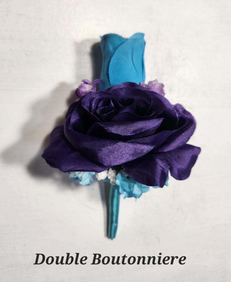 Purple Turquoise White Rose Calla Lily Bridal Wedding Bouquet ...