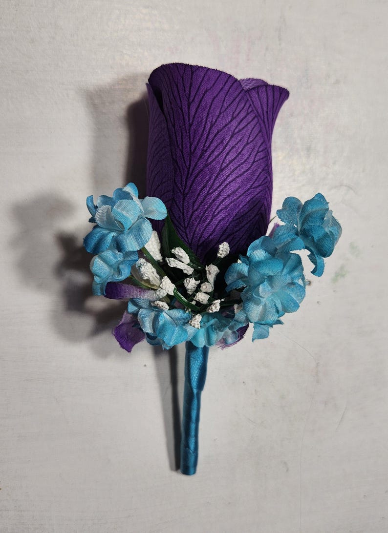 Purple Turquoise White Rose Calla Lily Bridal Wedding Bouquet ...