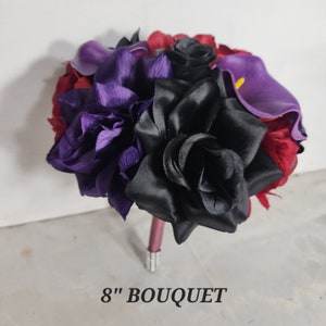 Dark Red Purple Black Rose Calla Lily Bridal Wedding Bouquet Accessories - Etsy