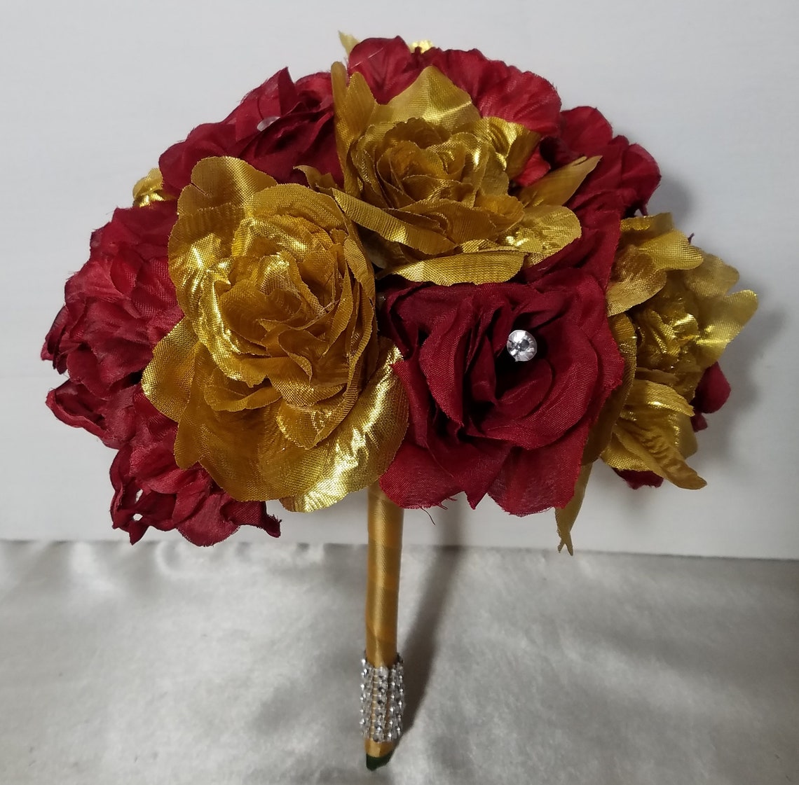 Burgundy Gold Rose Hydrangea Bridal Wedding | Etsy
