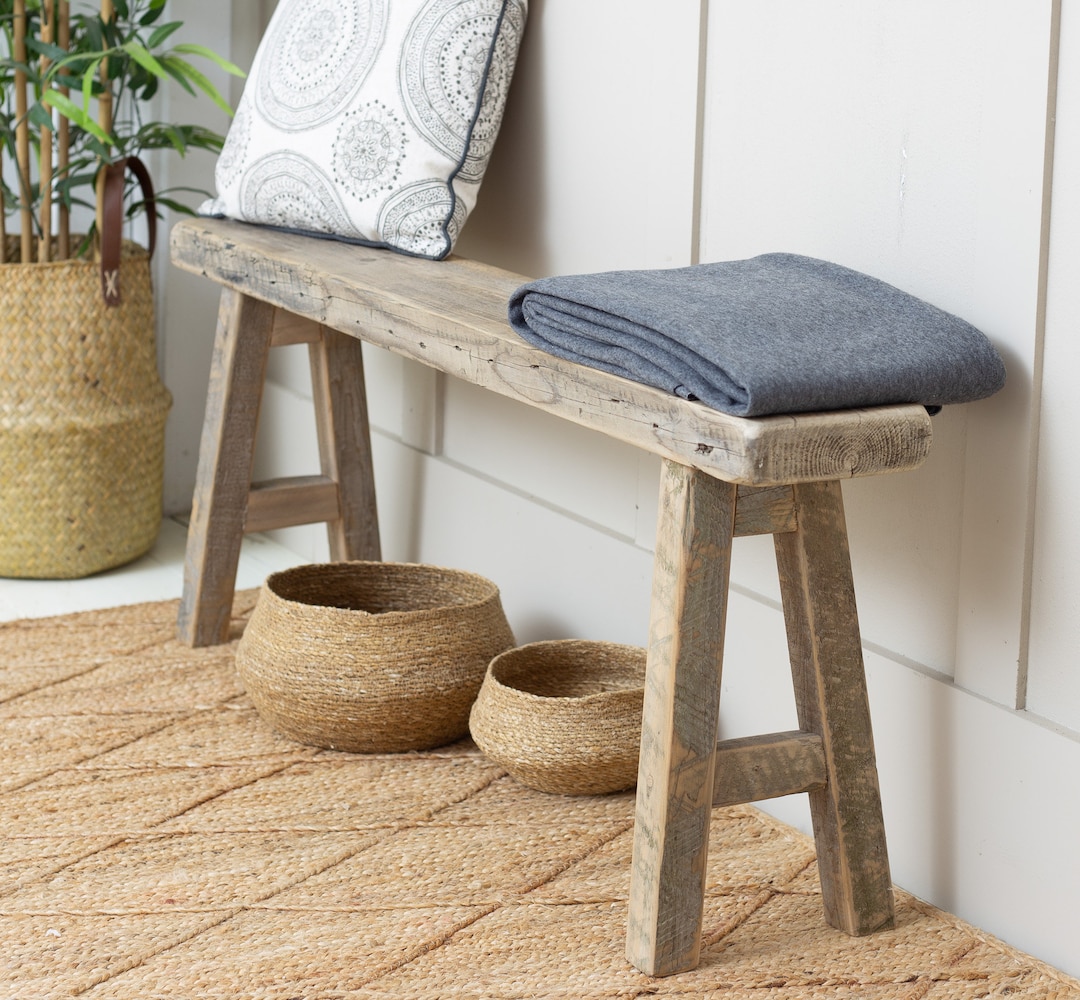 Handmade Reclaimed Wood Skinny Bench: Rustic Narrow Seating - Etsy UK