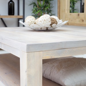 Rustic Limed Solid Wood Coffee Table With Shelf - Etsy UK