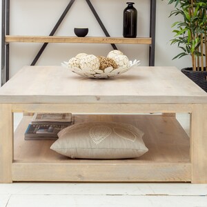 Rustic Limed Solid Wood Coffee Table With Shelf - Etsy UK