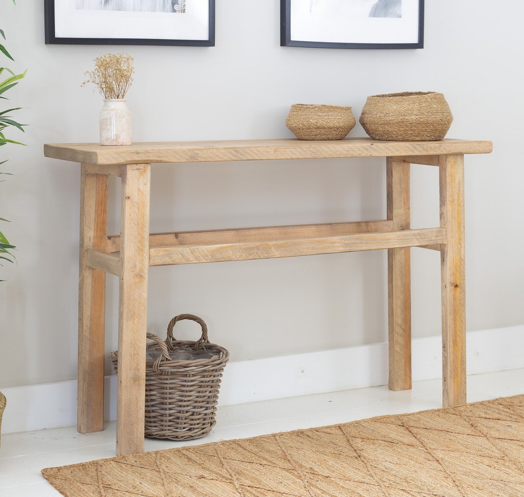 Rustic Wooden Console Table, Rustic Reclaimed Hallway Table, Narrow ...