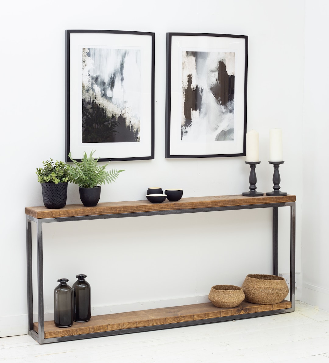 Industrial Console Table: Solid Wood & Metal Entrance Furniture - Etsy UK