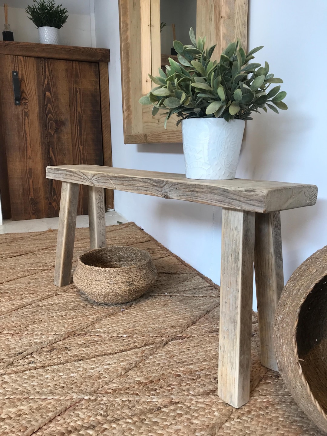 Handmade Rustic Mini Bench, Reclaimed Barn Wood Stool, Display Stand ...