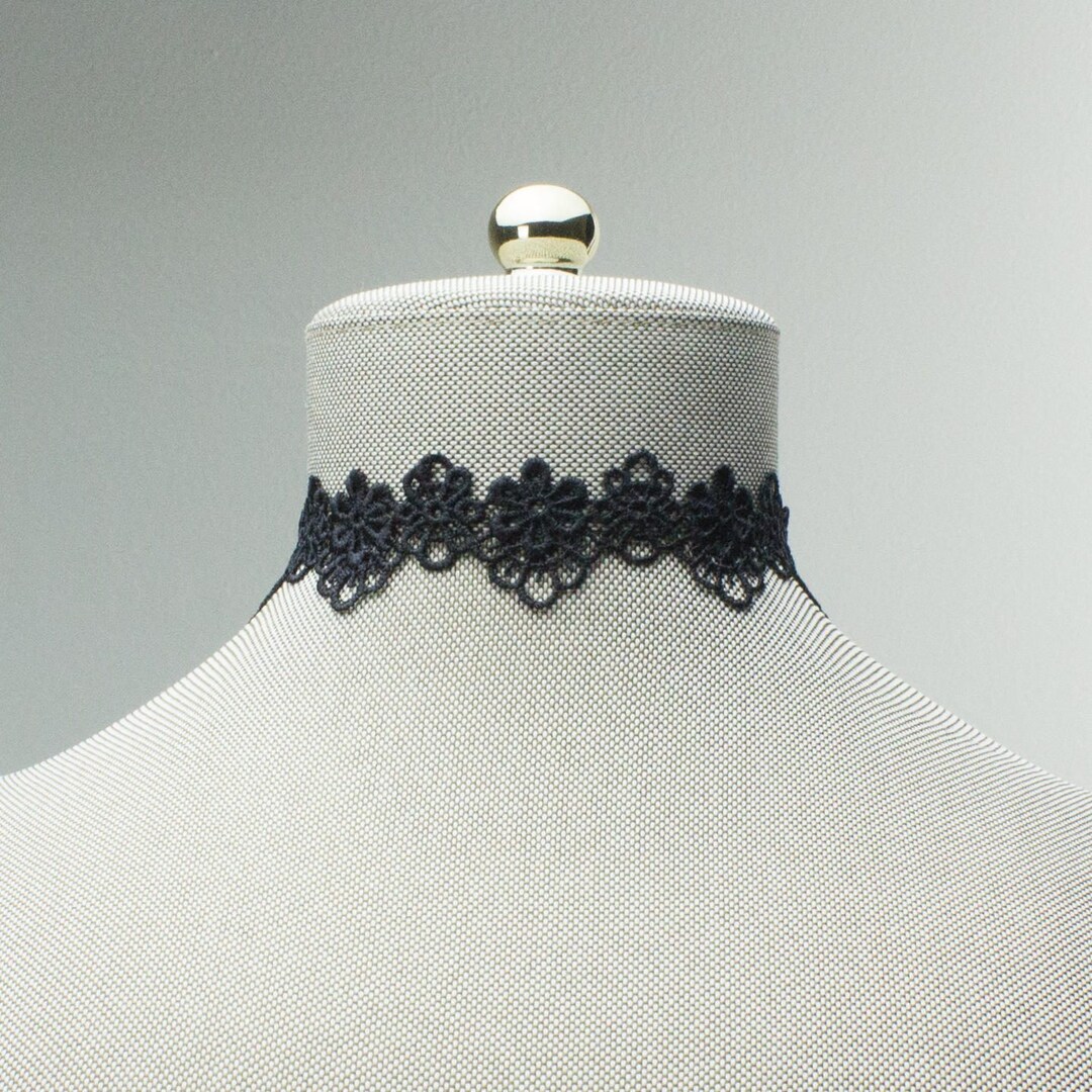 Ornate Embroidery Lace Choker Necklace. Black Lace Choker. Vintage Lace ...