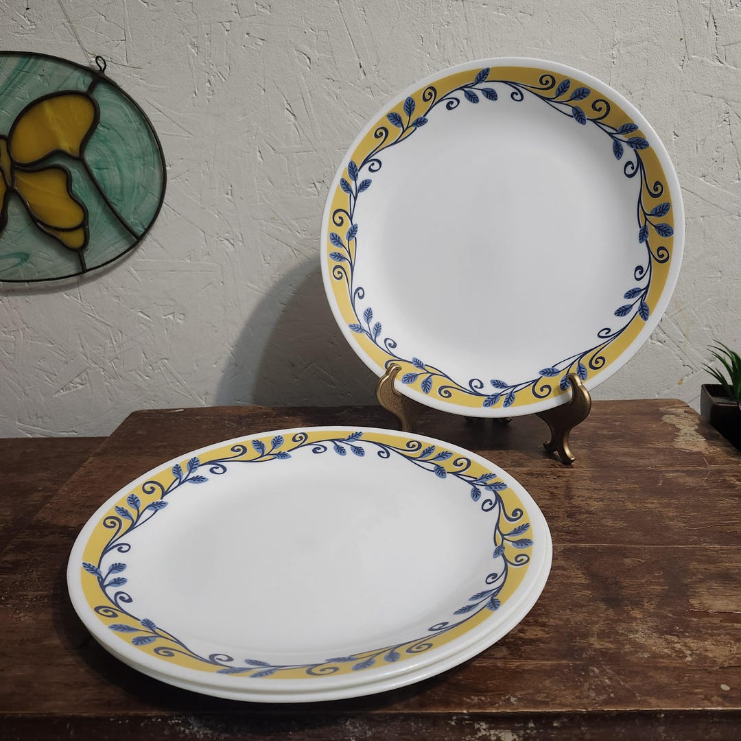 Set of 3 Casa Flora Corelle by Corning 10 1/4" Dinner Plates White With ...