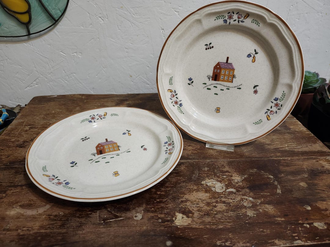 Set of 2 Vintage Newcor Stoneware 6004 Our Country 7.5" Bread Salad ...