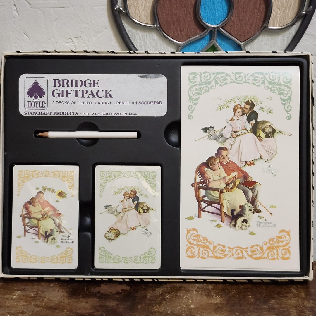 Vintage Bridge Set 2 Sealed Decks Score Pad Pencil Norman Rockwell ...