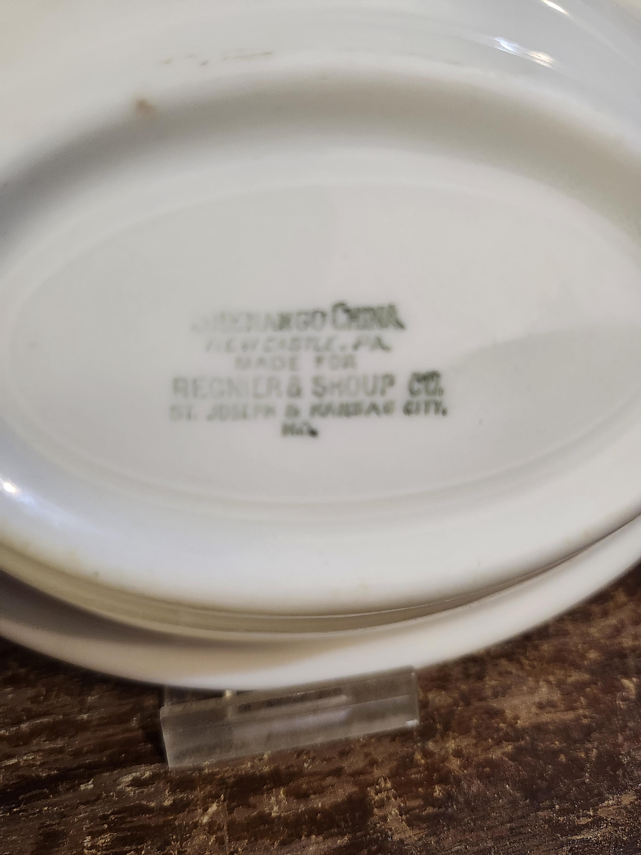 SHENANGO CHINA Small Oval Side Plate Dish Restaurant Ware White Blue 6 ...
