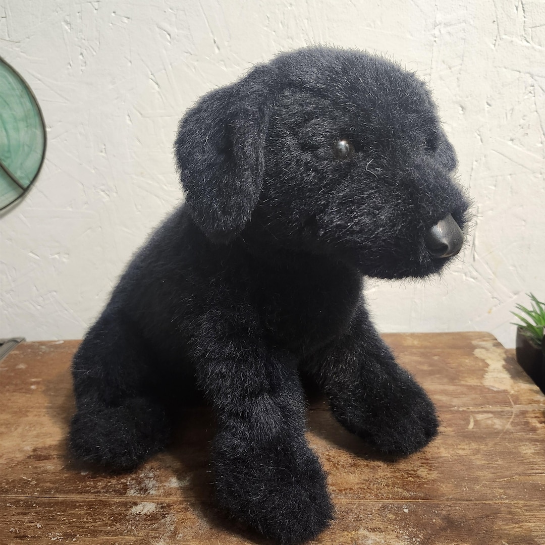 Vintage 80s Avanti Applause Sitting Black Labrador Lab Puppy Dog Plush ...