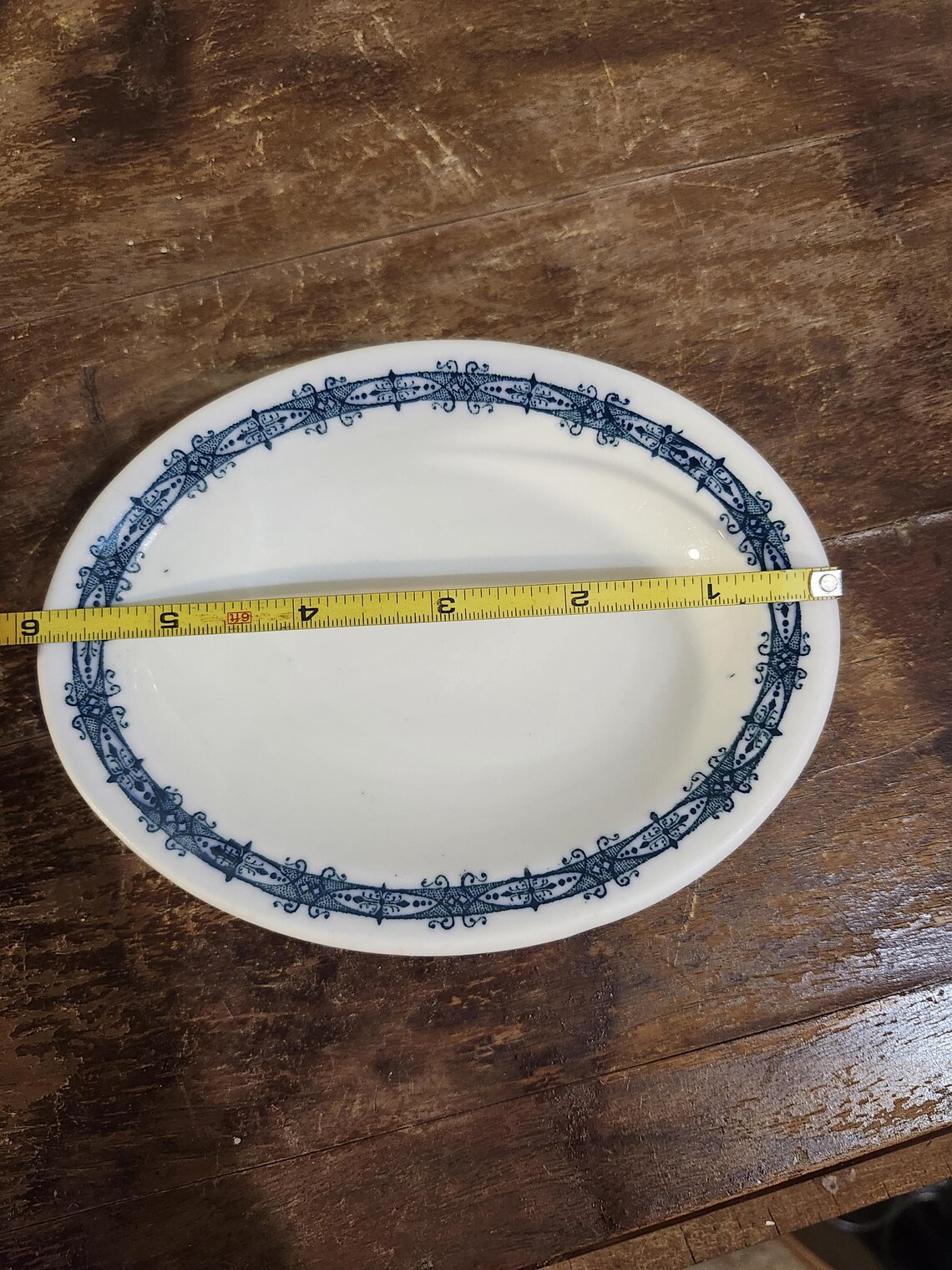SHENANGO CHINA Small Oval Side Plate Dish Restaurant Ware White Blue 6 ...