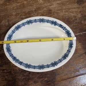 SHENANGO CHINA Small Oval Side Plate Dish Restaurant Ware White Blue 6 ...