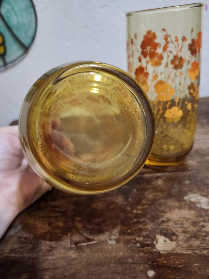 2 Vintage Libbey Drinking Glasses W/orange/peach Poppy Flowers - Etsy