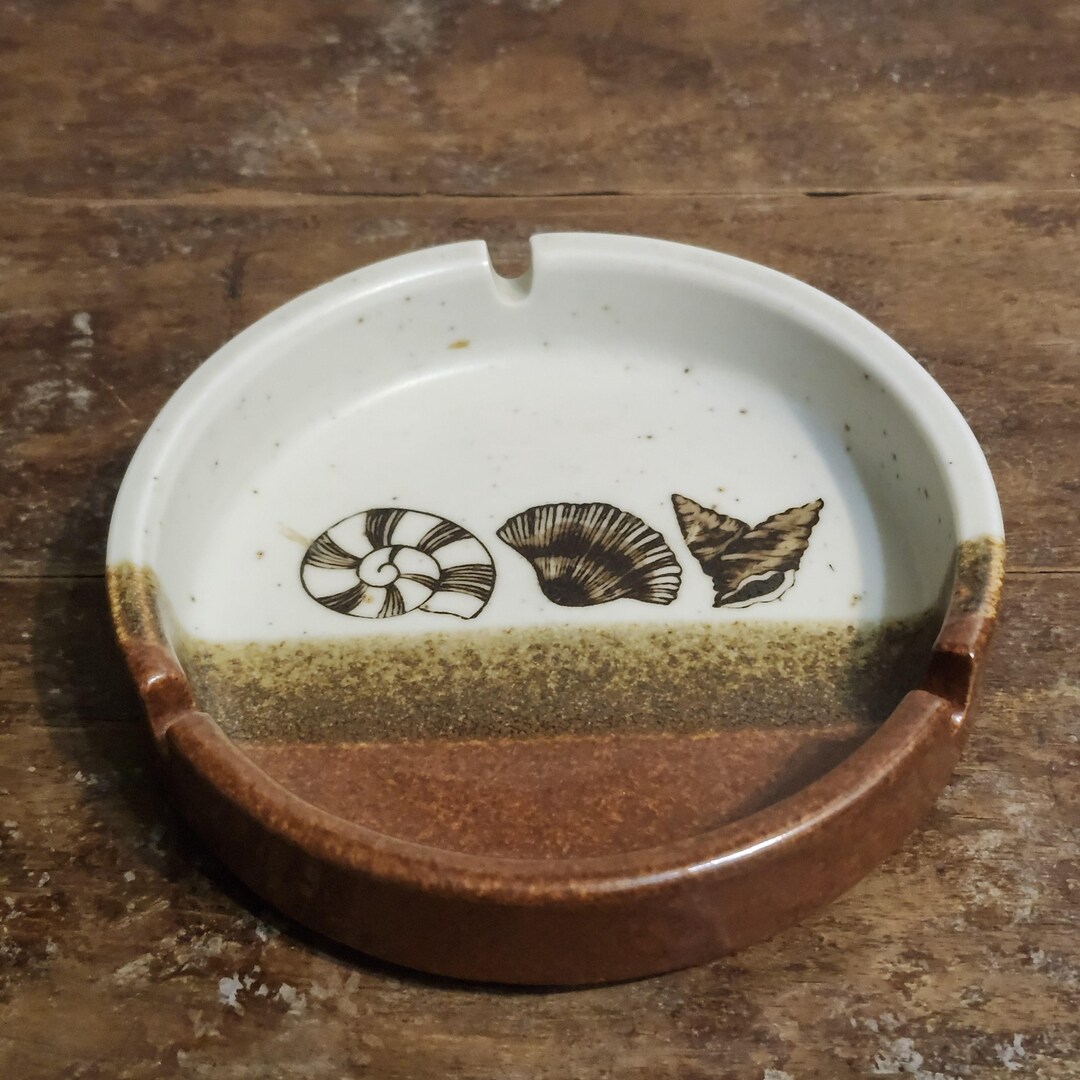 Vintage Otagiri Ashtray Nautical Seashell Ocean Theme Ceramic Glazed 5 ...