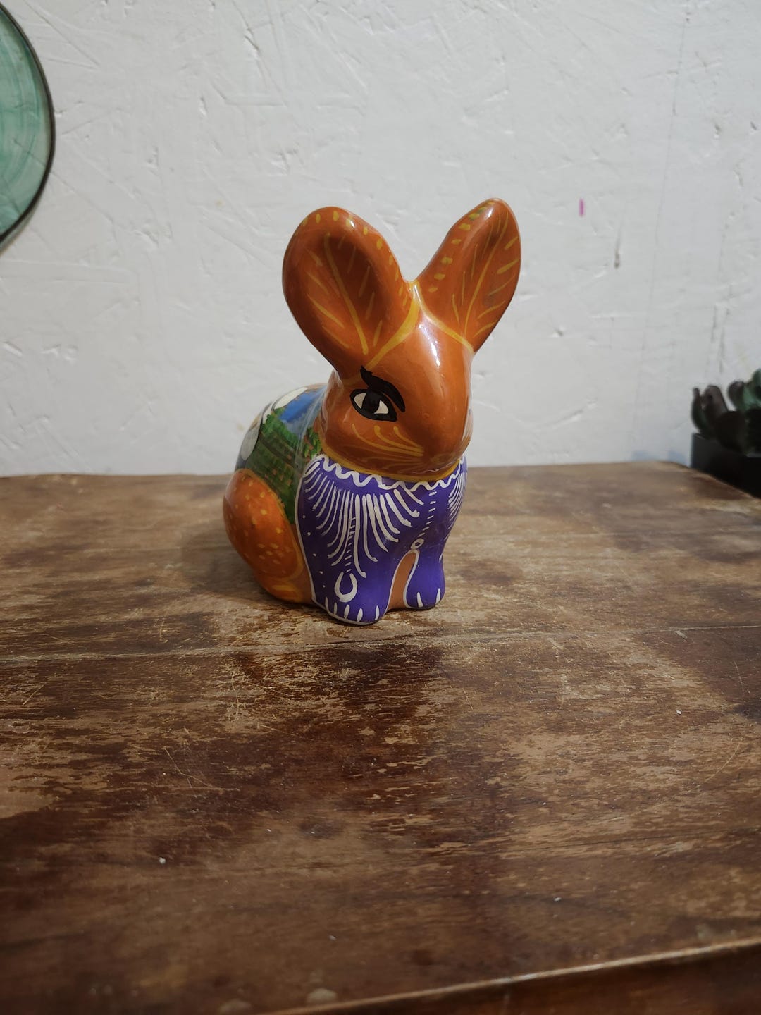 Vintage Mexico Talavera Pottery Bunny Rabbit Piggy Bank Folk Art Decor ...
