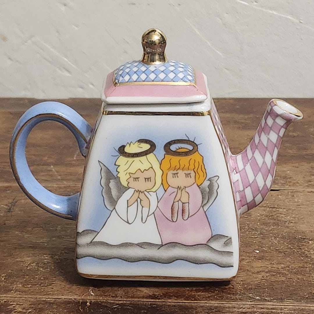 Vivian Chan Porcelain Mini Teapot Angels Design Hand Painted Colorful ...