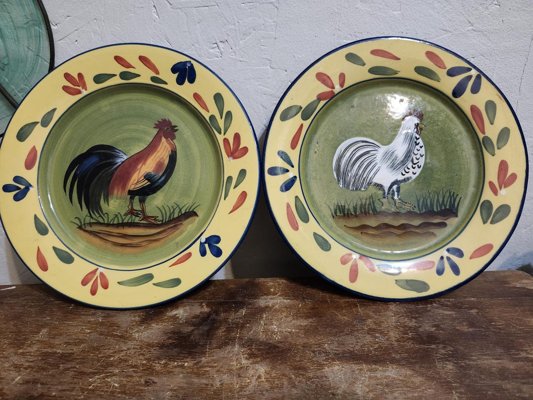 Baum Brothers Style Eyes Chicken Rooster Plates Set of 2 - Etsy