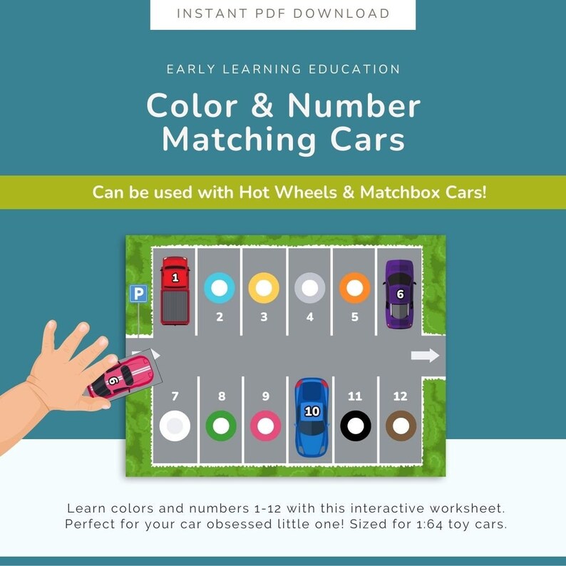 Color & Number Matching Car Parking Lot - DIGITAL PDF DOWNLOAD - Early ...