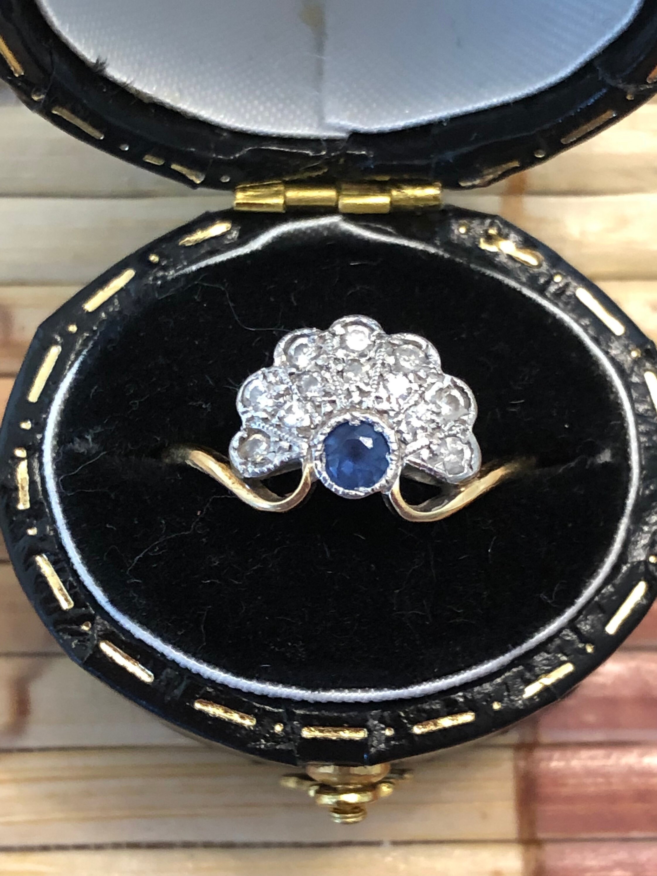 Antique Art Deco Diamond and Sapphire Fan Ring 18K Gold and - Etsy