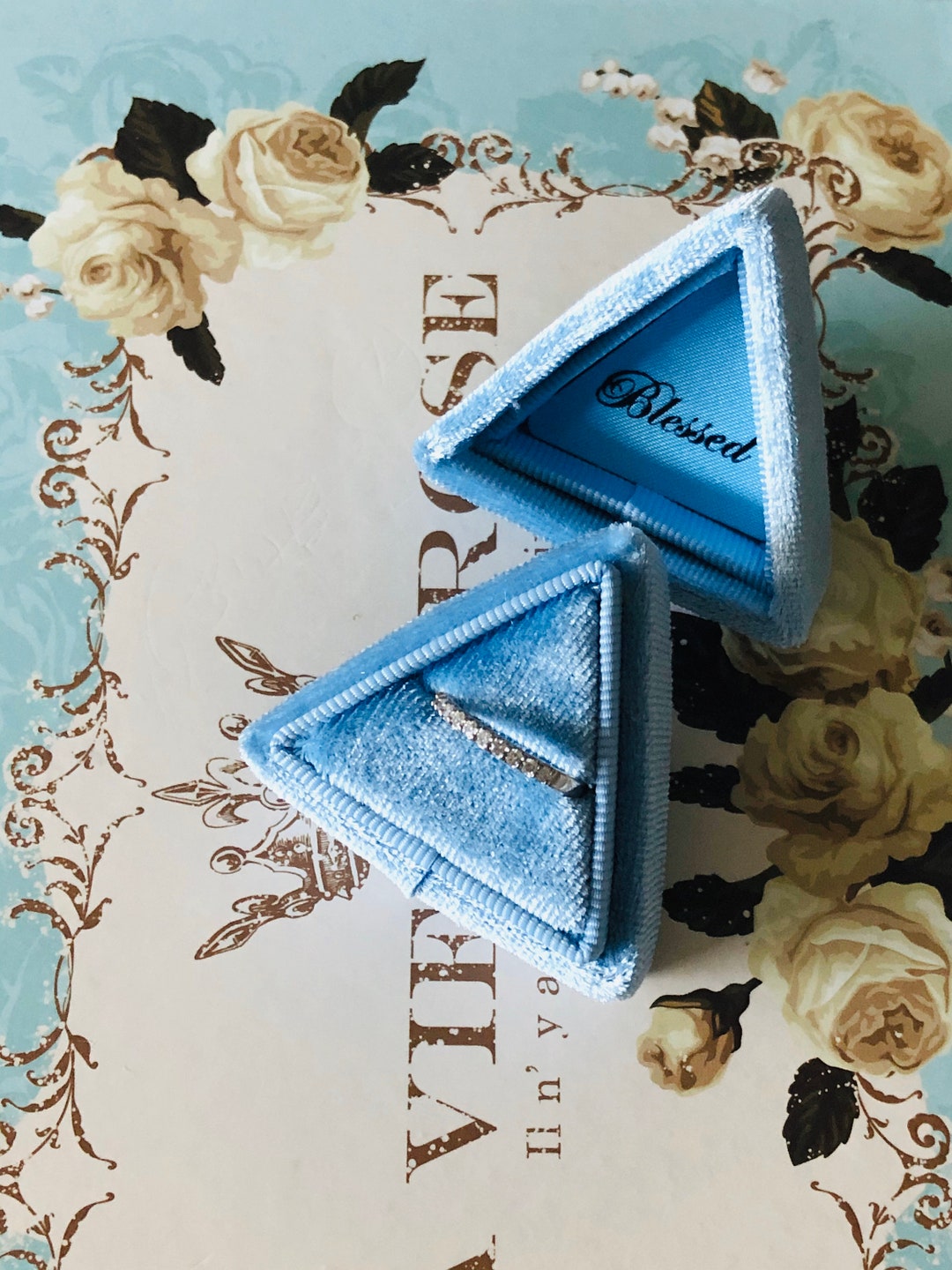 Handmade Velvet Triangle Jewelry Box, Ring Box, Engagement Ring ...