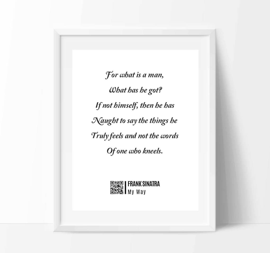 Frank Sinatra Lyrics My Way Typography Print Printable Art - Etsy
