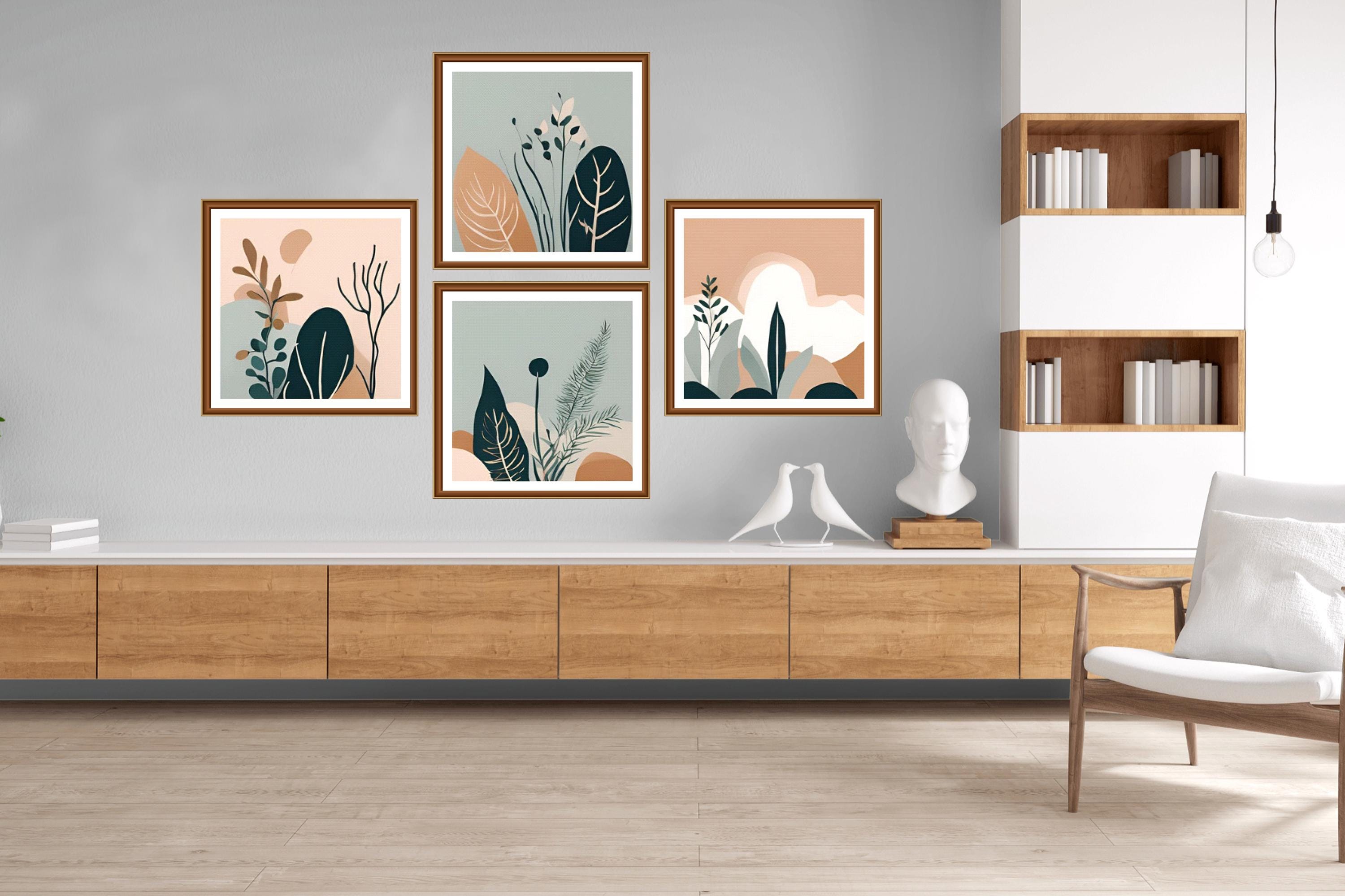 Set of 4 Square Botanical Prints, Scandinavian Art, Dining Room Art ...
