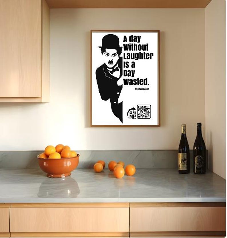 Charlie Chaplin Poster Dad Jokes Wall Art Daily Joke QR Code Print ...