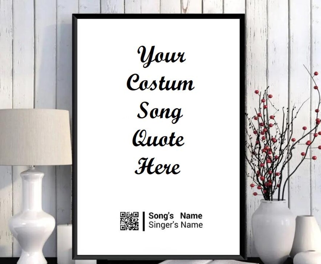 Custom Song Quote With QR Code | Hang and Scan - Etsy