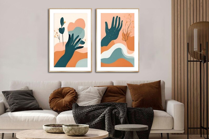 Abstract Hands Art Print Set: Boho Modern Wall Decor (digital Download ...