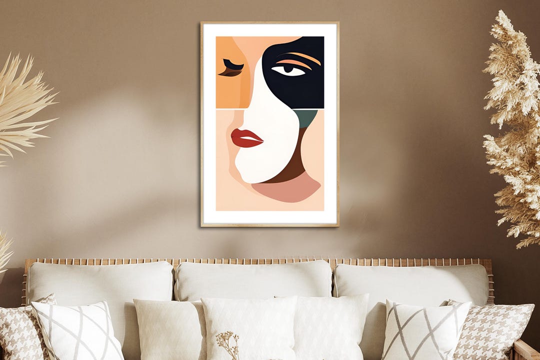 Abstract Boho Woman Face Wall Art - Etsy