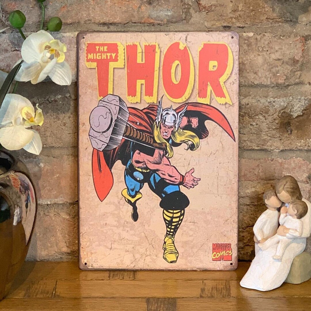 Children's Comic Superhero the Mighty Thor, God of Thunder Retro Metal ...