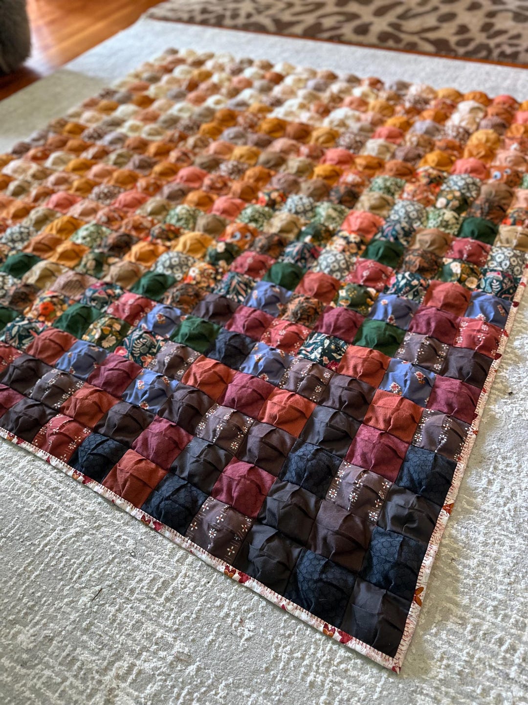 Large Throw Puff Quilt ~ Autumn Vibes ~ 100% Cotton ~ 62" X 64" ~ Art ...