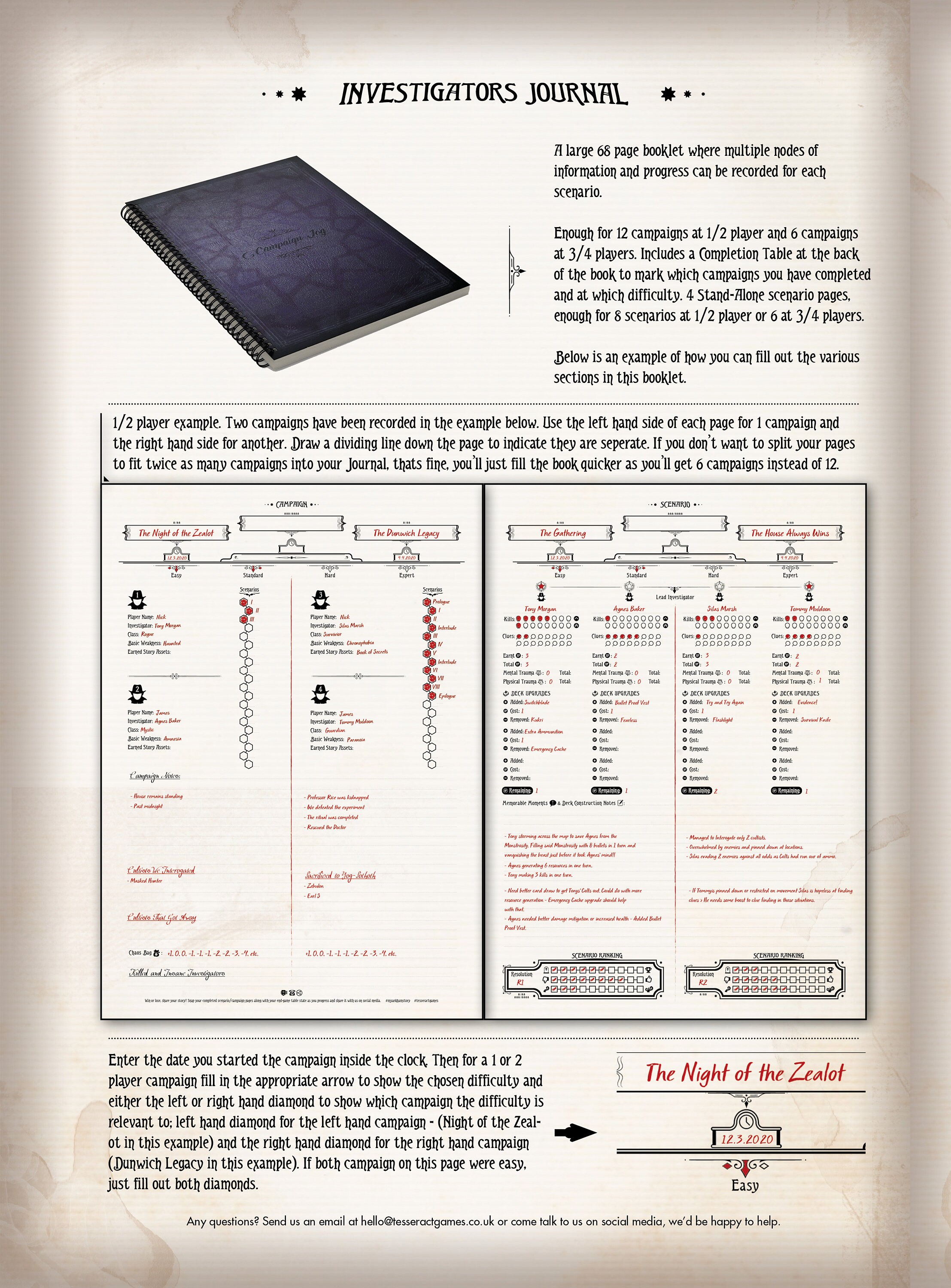 Investigators Journal Campaign Log Arkham Horror - Etsy