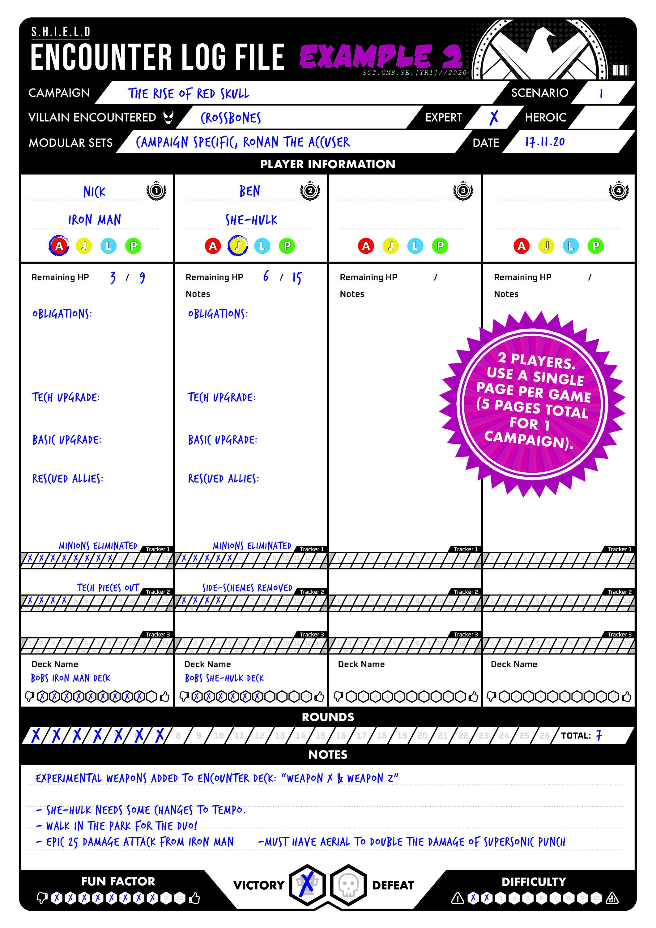 Marvel Champions Campaign Log Book the Encounter Files - Etsy