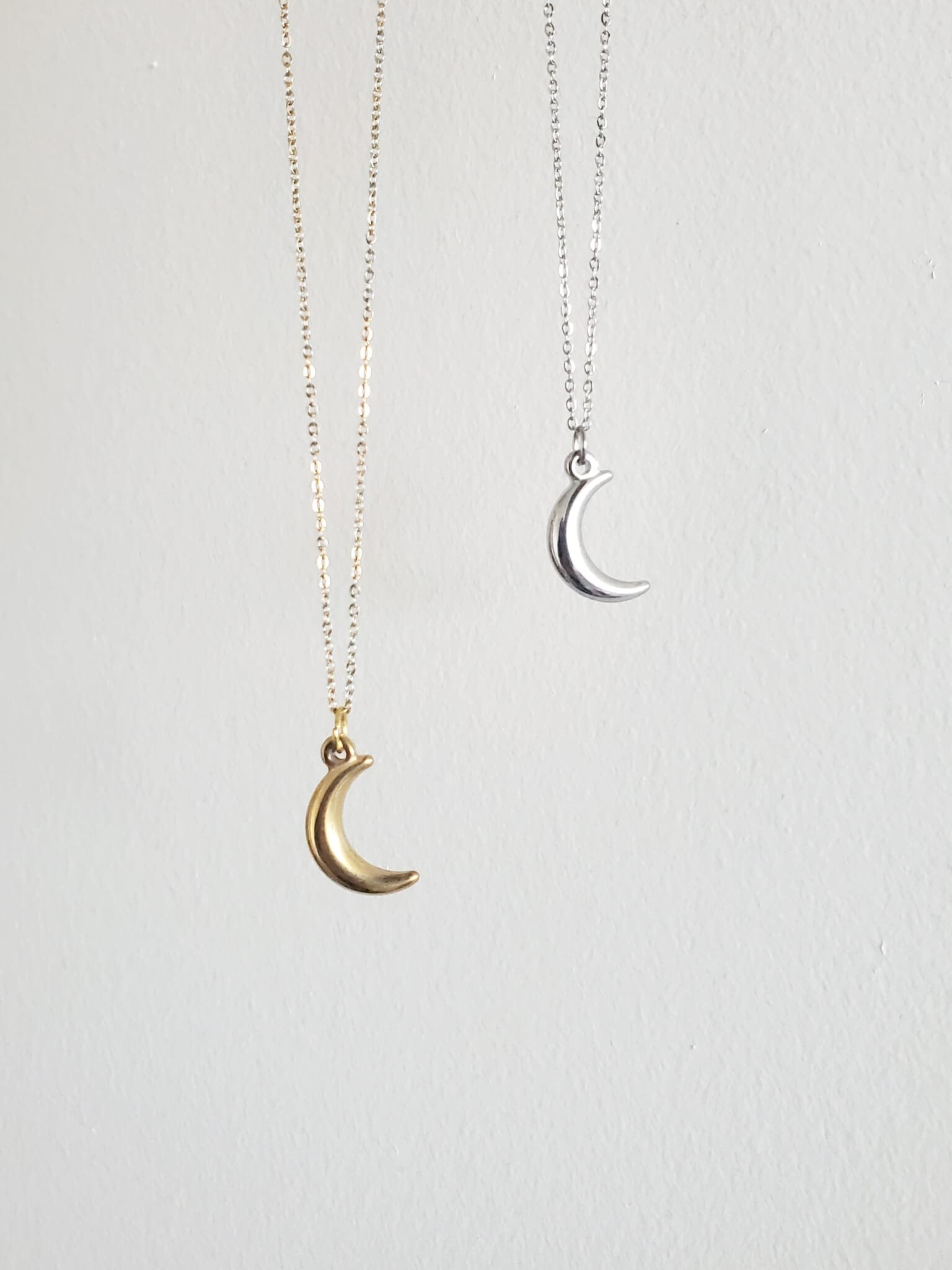 Moon Necklace Crescent Moon Necklace Silver Moon Necklace - Etsy