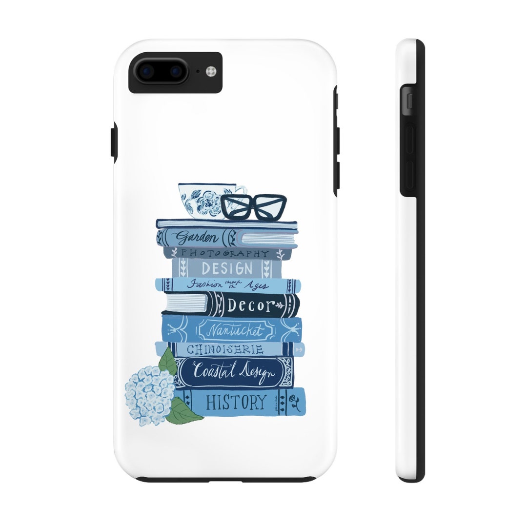 Hydrangeas and Stacked Books Tough Phone Cases, Coastal, Grand ...