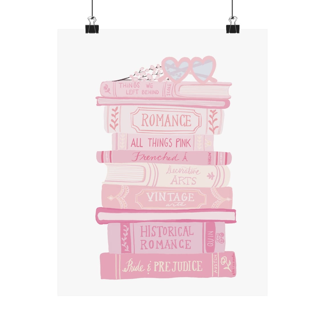 Cherry Blossoms and Stacked Books Matte Vertical Poster, Book Lover ...